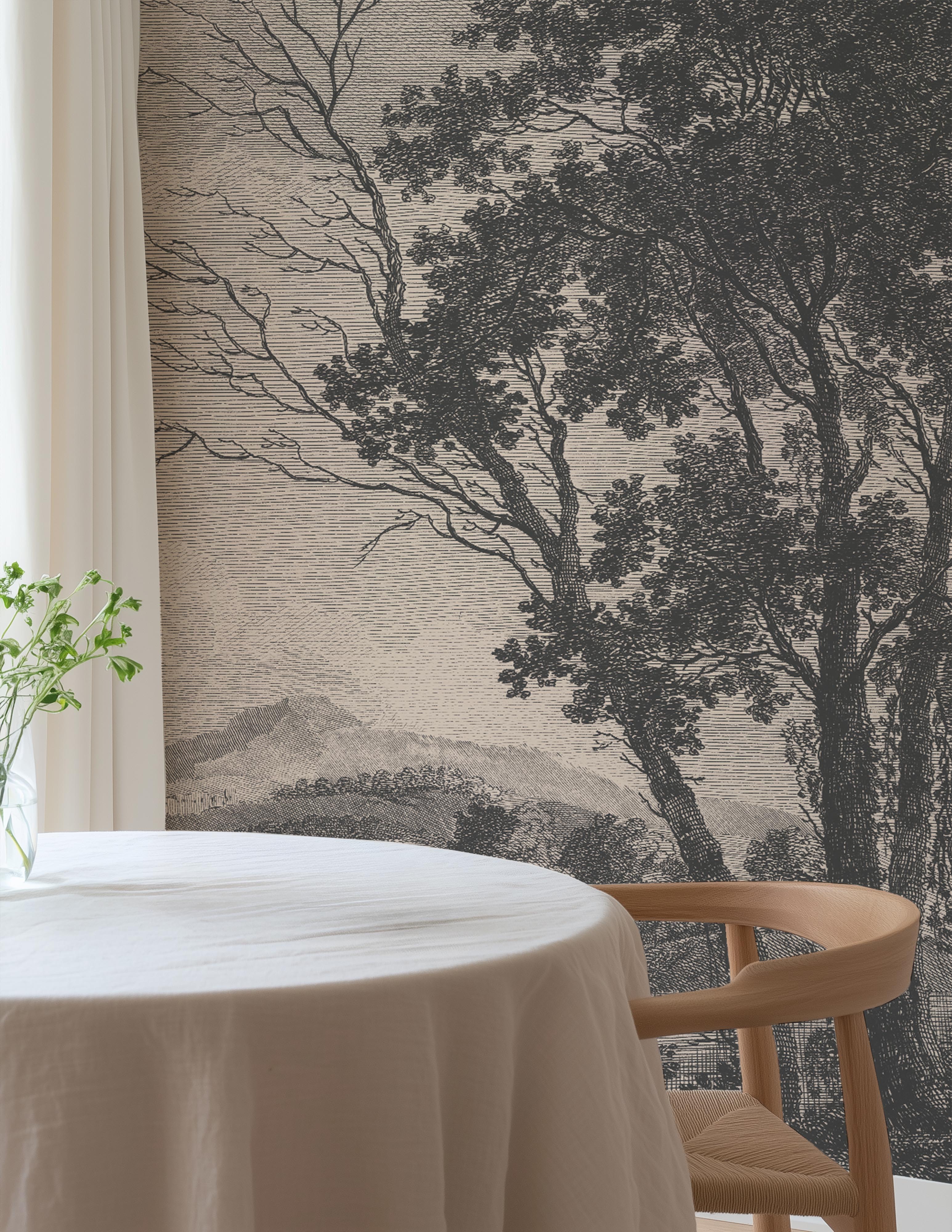 Zephyr - Just Trees Angel Delight Mural Wallpaper – Botanical, Vintage ...