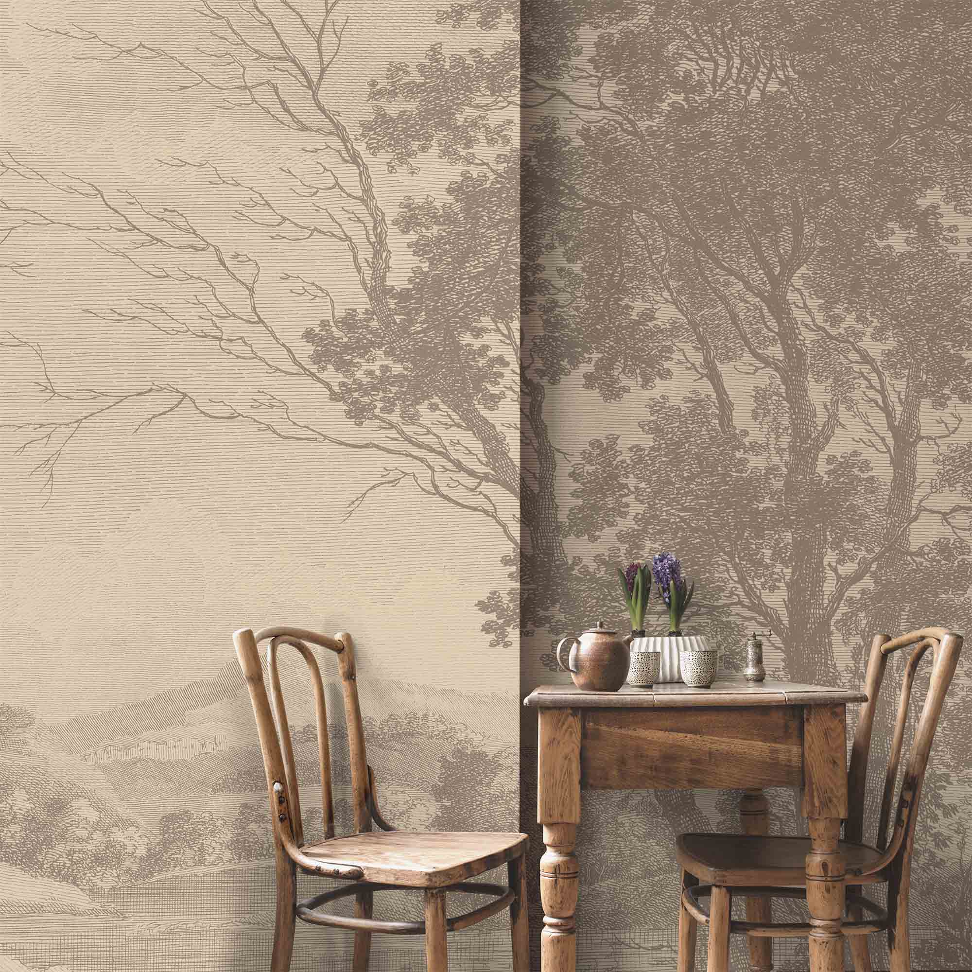 Zephyr - Just Trees Vintage Sepia Mural – Botanical Scenic Wallpaper ...