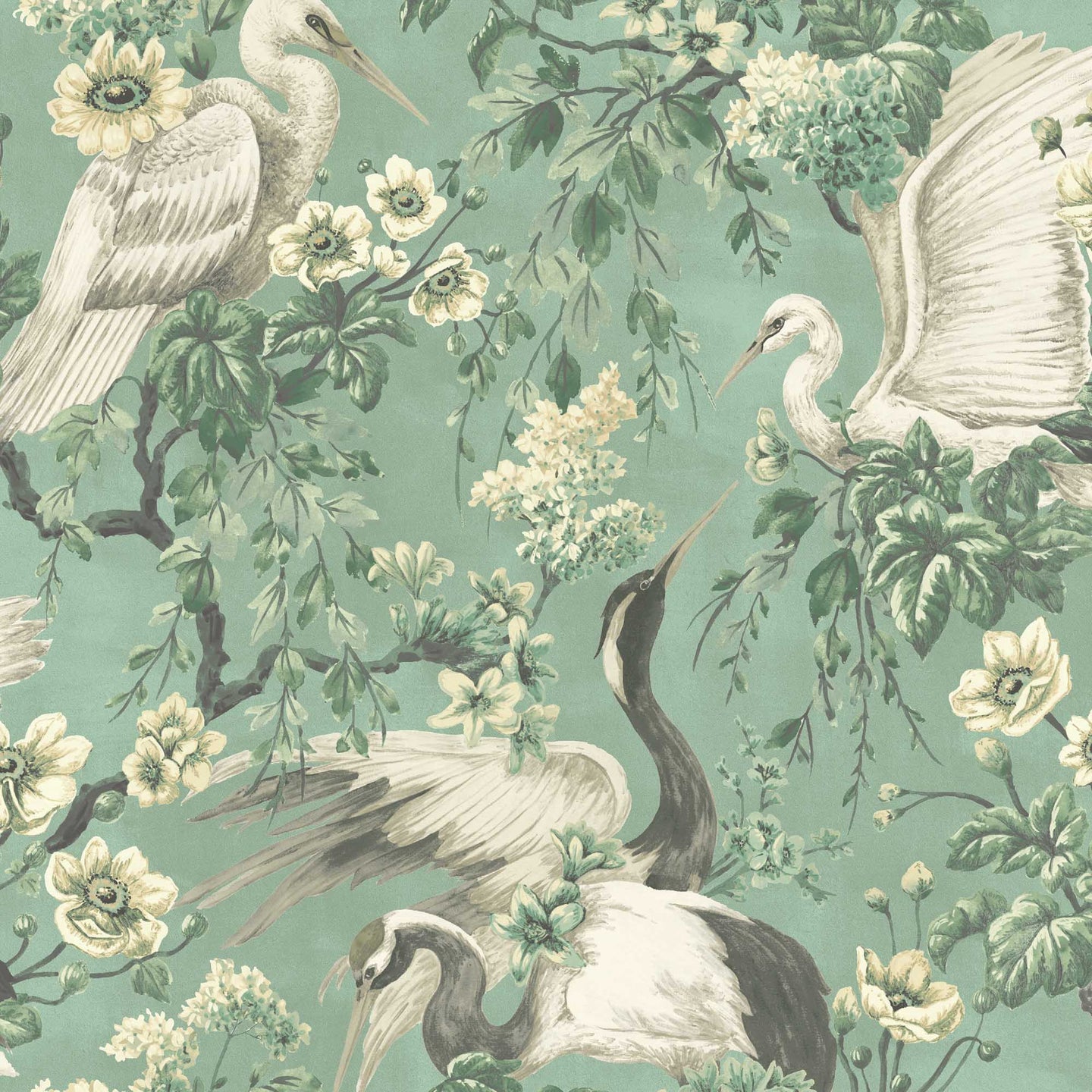 Maurice Green Moss Wallpaper – Chinoiserie Botanical Design, Paste-the ...