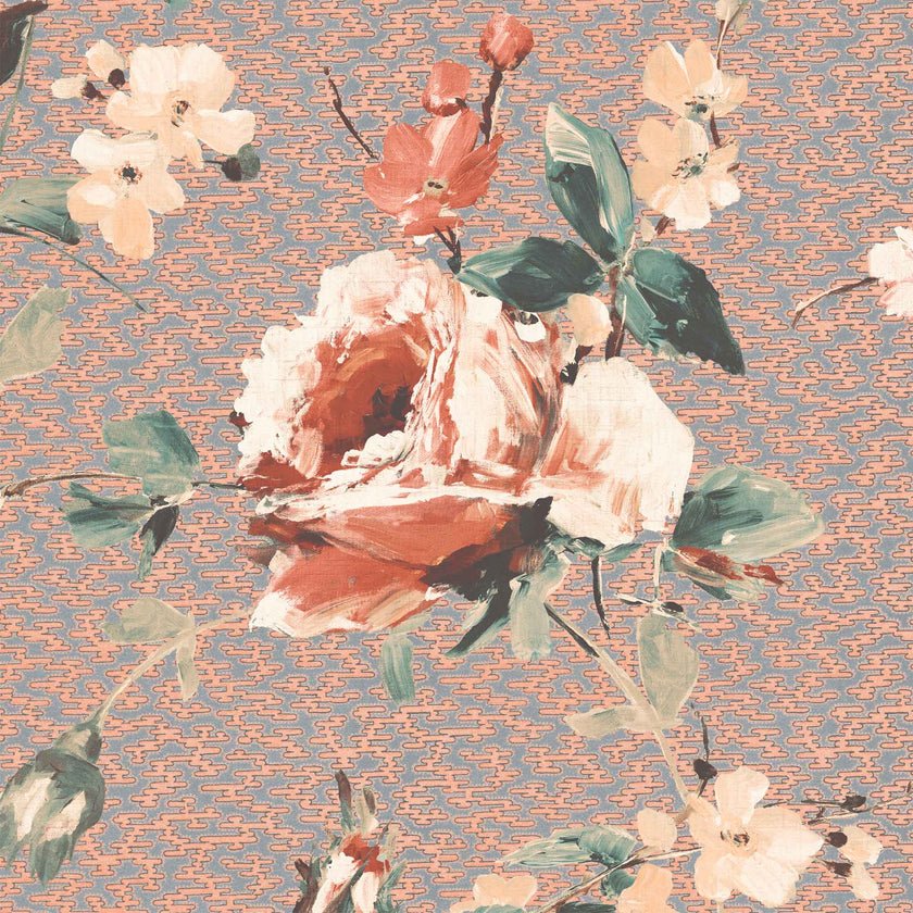 Lancashire Rose Copper Wallpaper – Botanical Floral, Paste-the-Wall ...