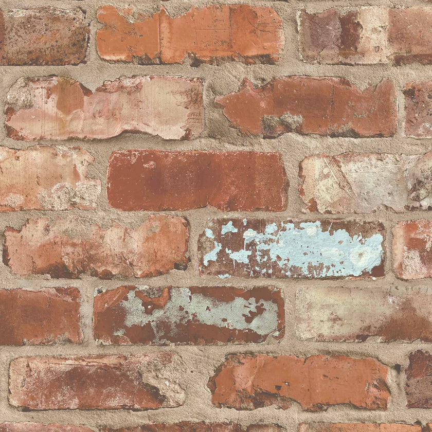 Castlefield Brick Clay Wallpaper – Rustic Faux Brick, Warm Brown Tones ...