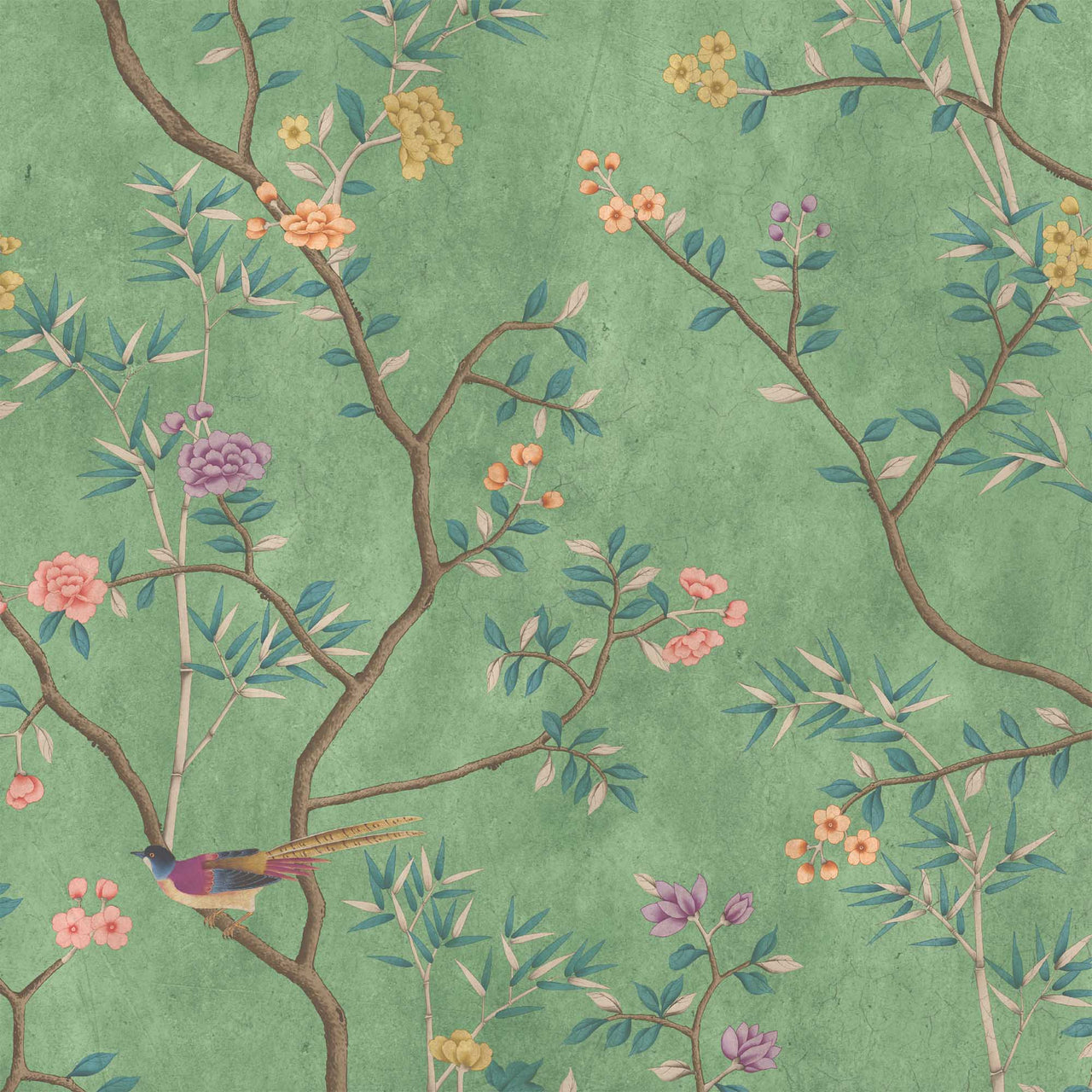 Onism Spring Green Wallpaper – Chinoiserie Botanical Mural, Paste-the ...