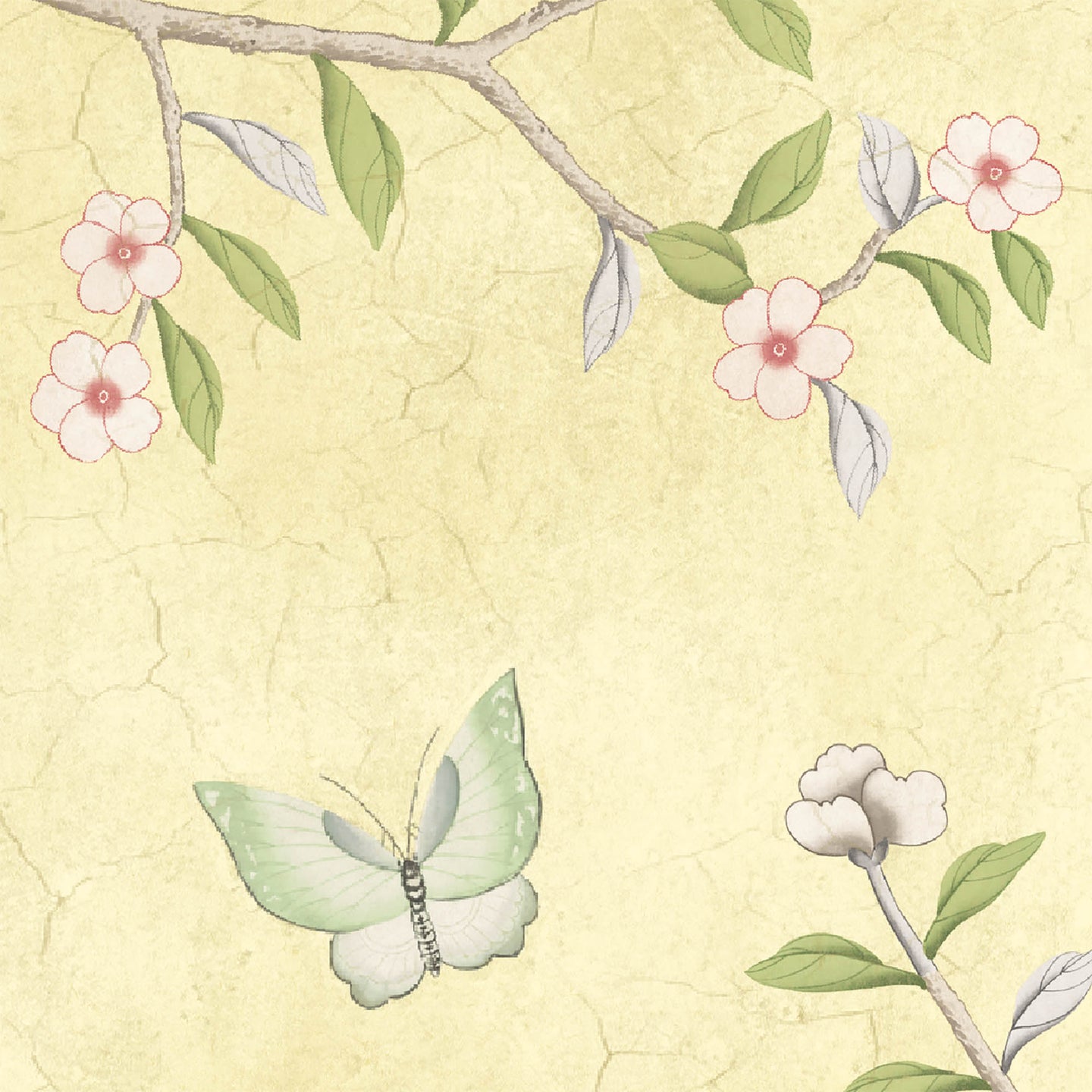 Onism Lemon Wallpaper – Chinoiserie Botanical Mural, Paste-the-Wall ...