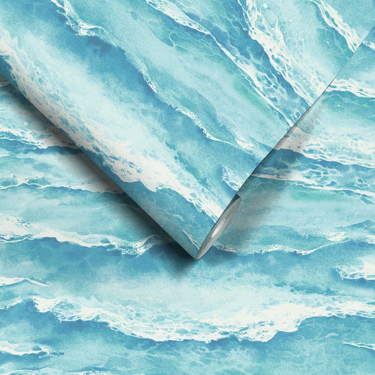 Ebb & Flow Sea Wave Aqua Wallpaper – Abstract Coastal Design, Paste-the ...