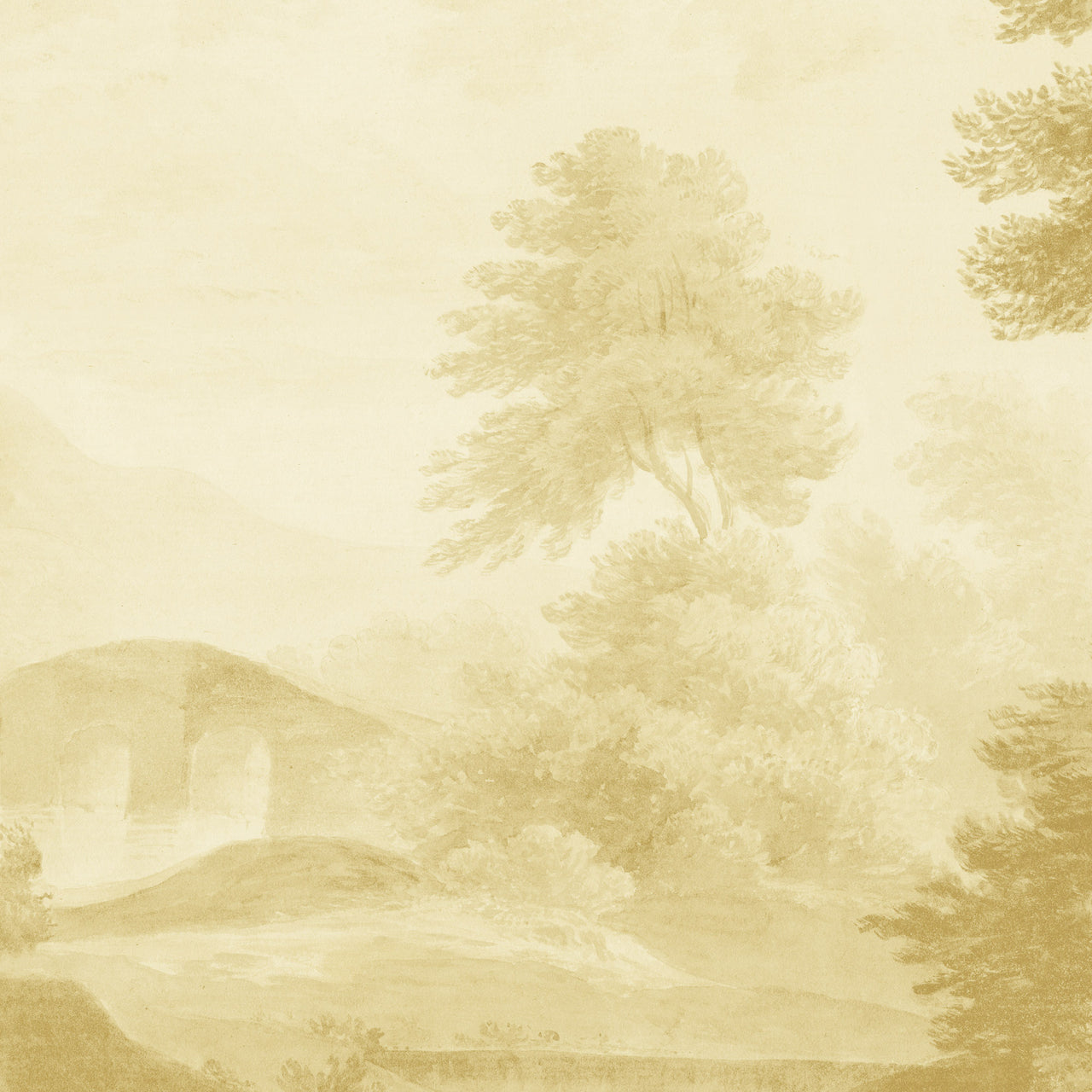 Onism Old Gold Wallpaper – Chinoiserie Botanical Design, Paste-the-Wall ...