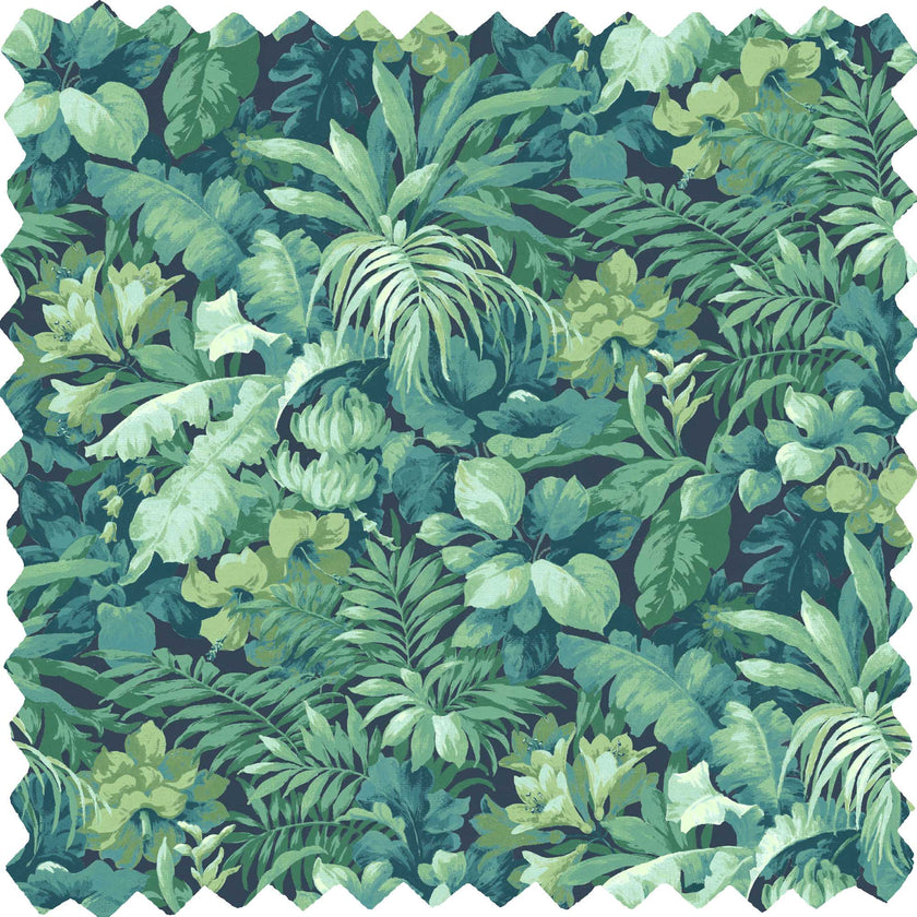 Canopy Navy/Green Velvet Fabric – Botanical Upholstery & Curtain Fabric ...