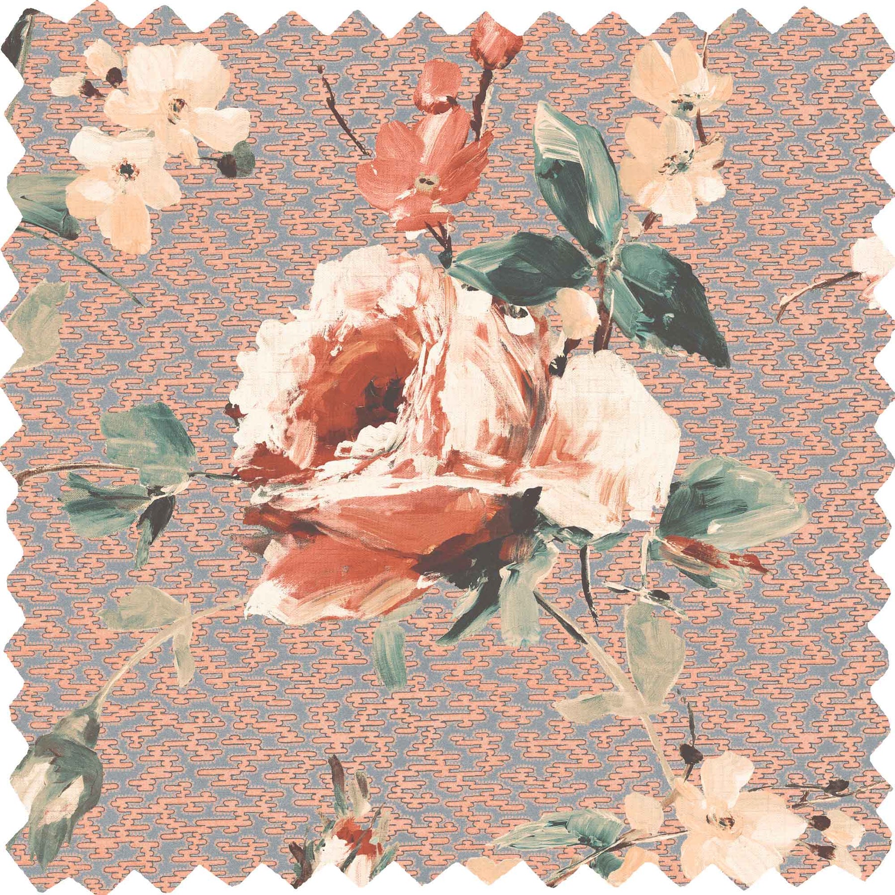 Lancashire Rose Copper Linen Fabric – Botanical Floral Curtain ...