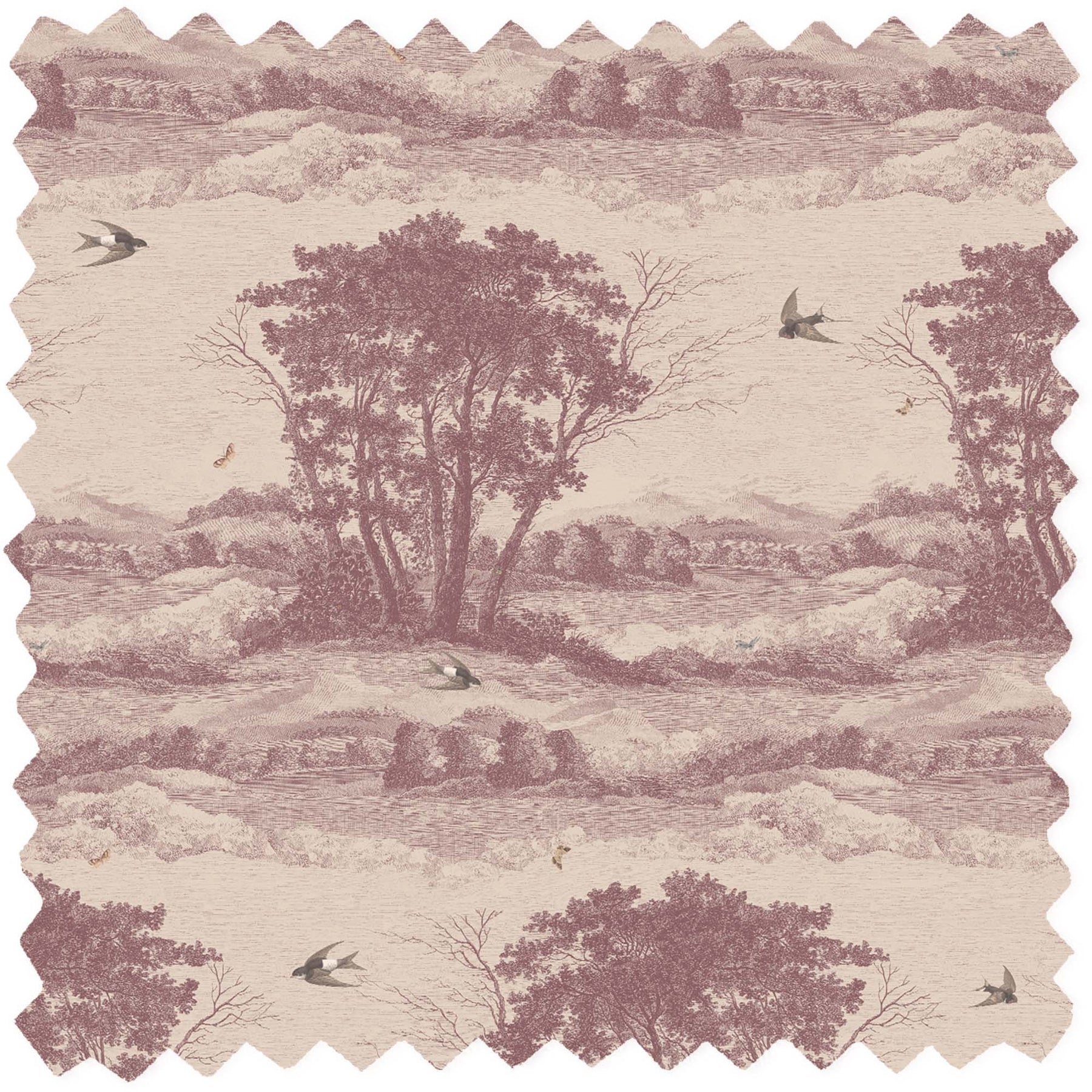 Zephyr Mulberry Linen Fabric – Scenic Botanical Upholstery & Curtain ...