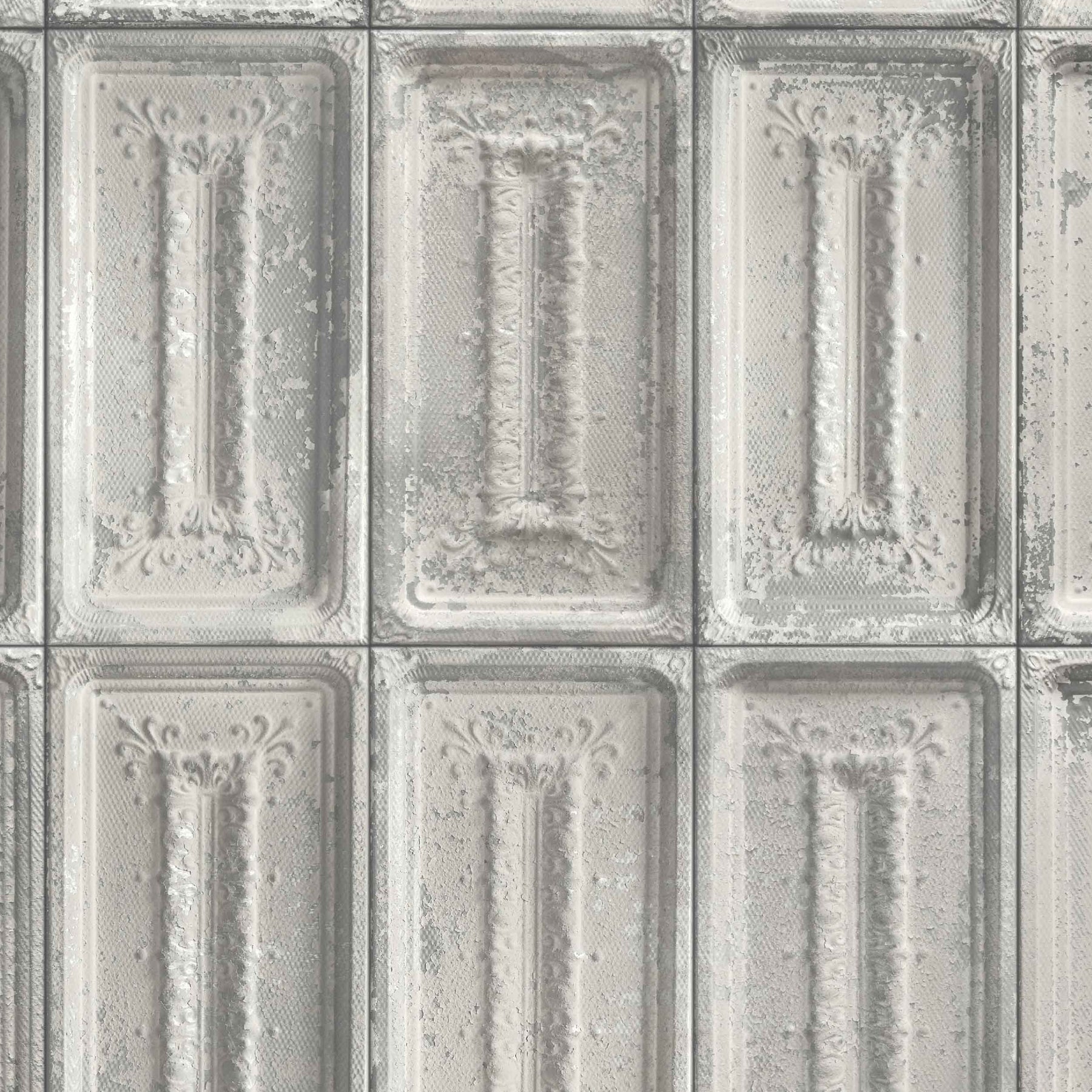 Lex Grey Wallpaper – Geometric Faux Tile, Industrial Luxe, Paste-the ...