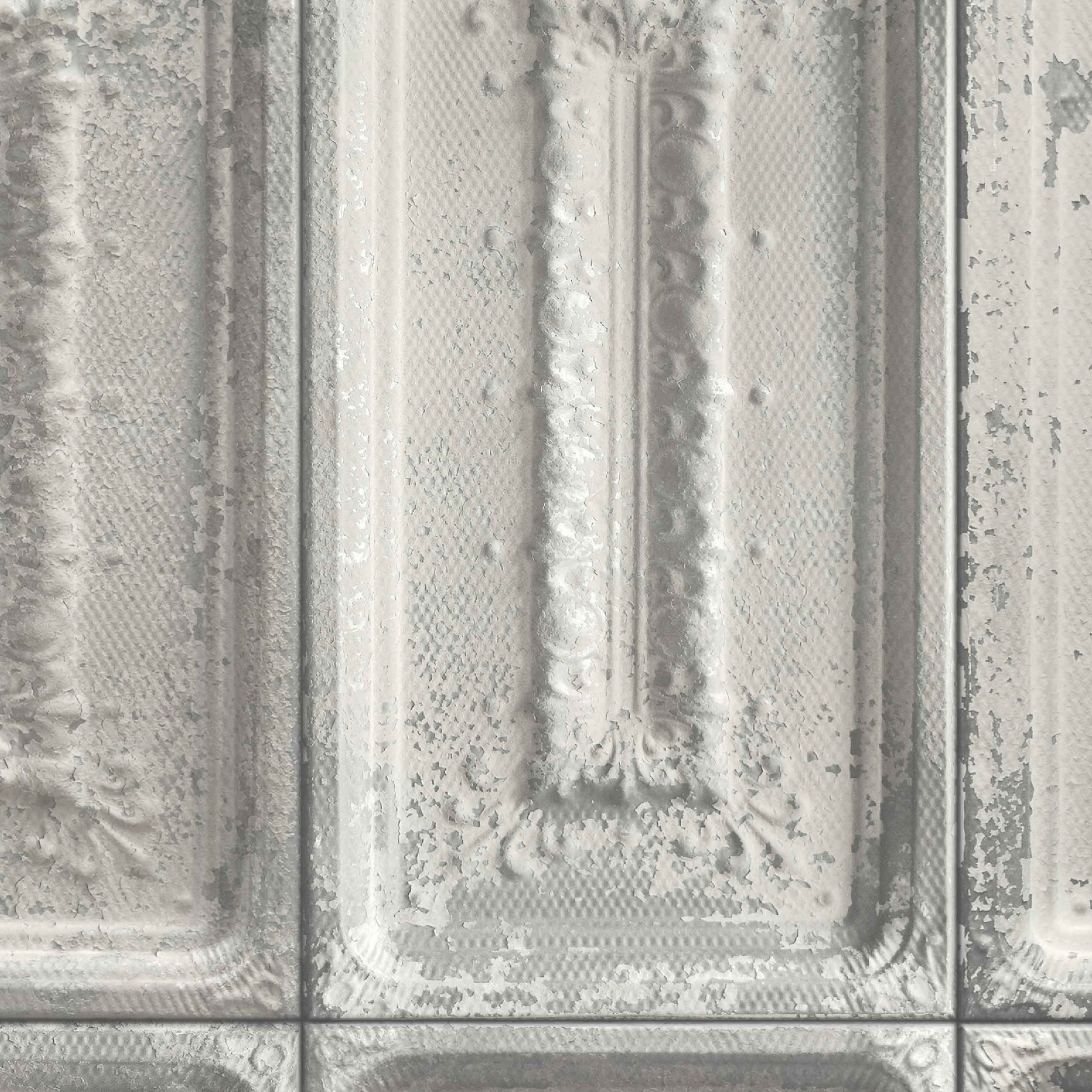 Lex Grey Wallpaper – Geometric Faux Tile, Industrial Luxe, Paste-the ...