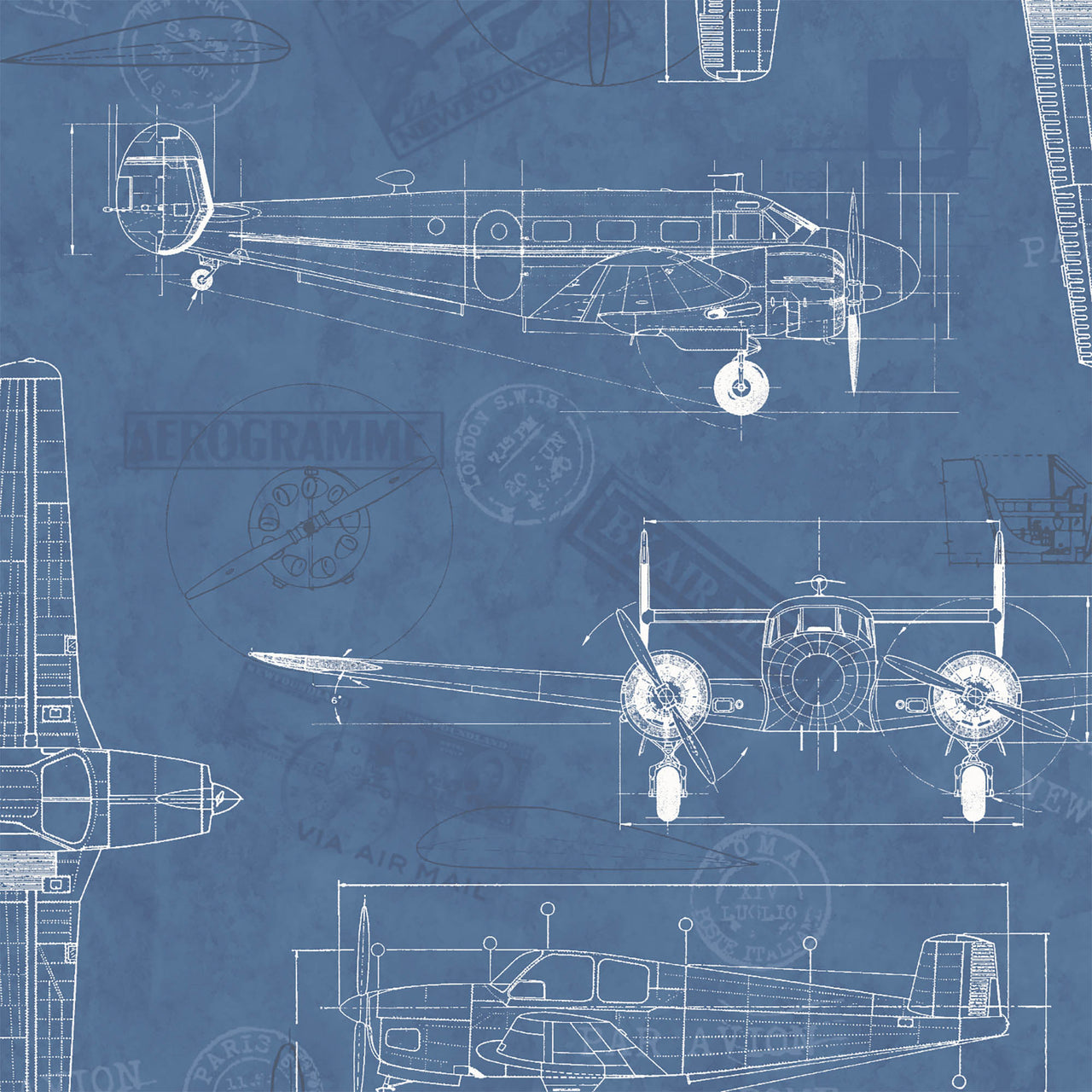 Aviator Blueprint Wallpaper – Vintage Aviation Design, Paste-the-Wall ...