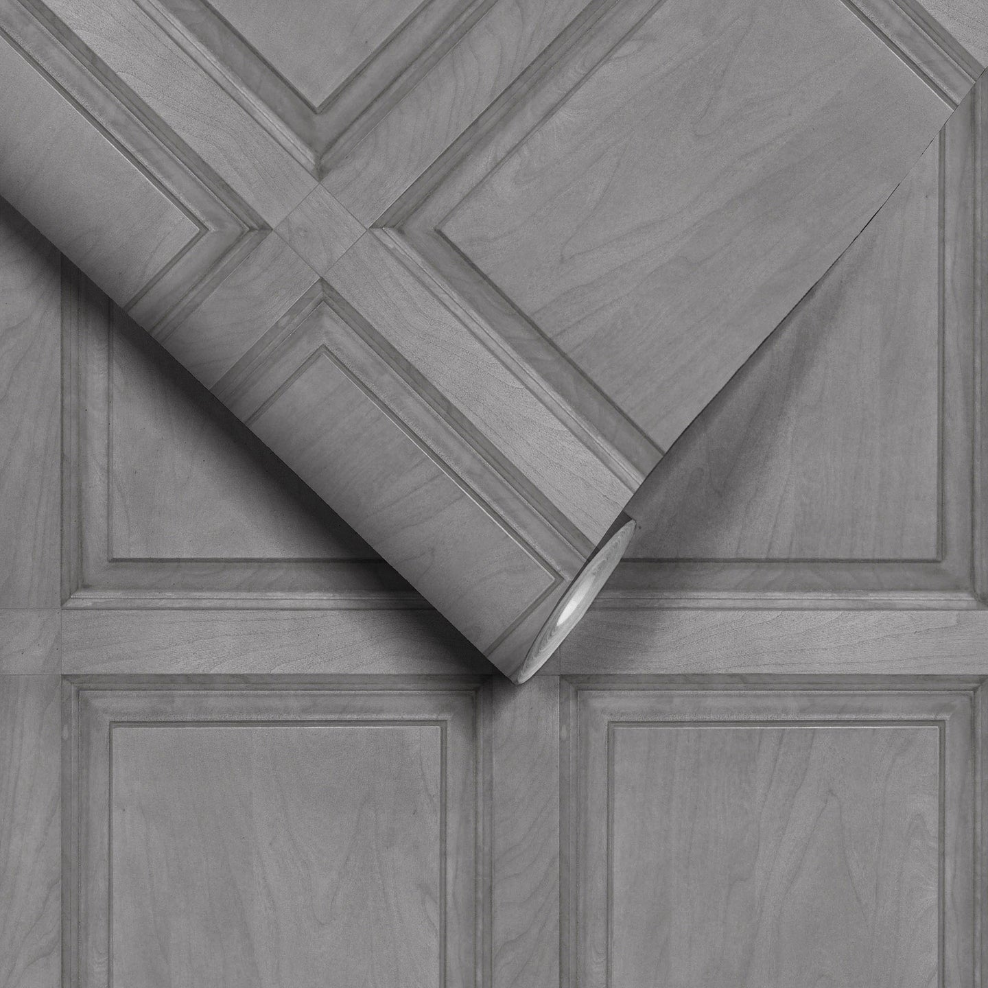 Grey Wood Panel Wallpaper – Faux Surface, Neutral Tones, Paste-the-Wall ...