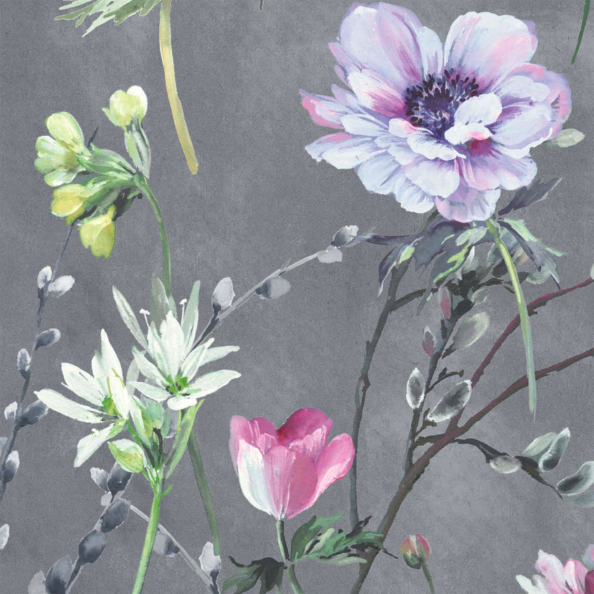 Maytime Dusky Grey Wallpaper – Botanical Floral, Paste-the-Wall ...