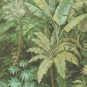 Biome Lush Green Mural – Tropical Botanical Wall Mural, Paste-the-Wall ...