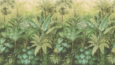 Biome Lush Green Mural – Tropical Botanical Wall Mural, Paste-the-Wall ...